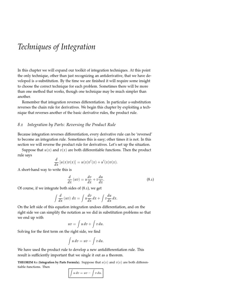 Techniques of Integration Explained | PDF | Trigonometric Functions | Sine