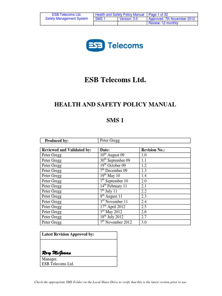 Telecom Safety Statement | Occupational Safety And Health | Safety