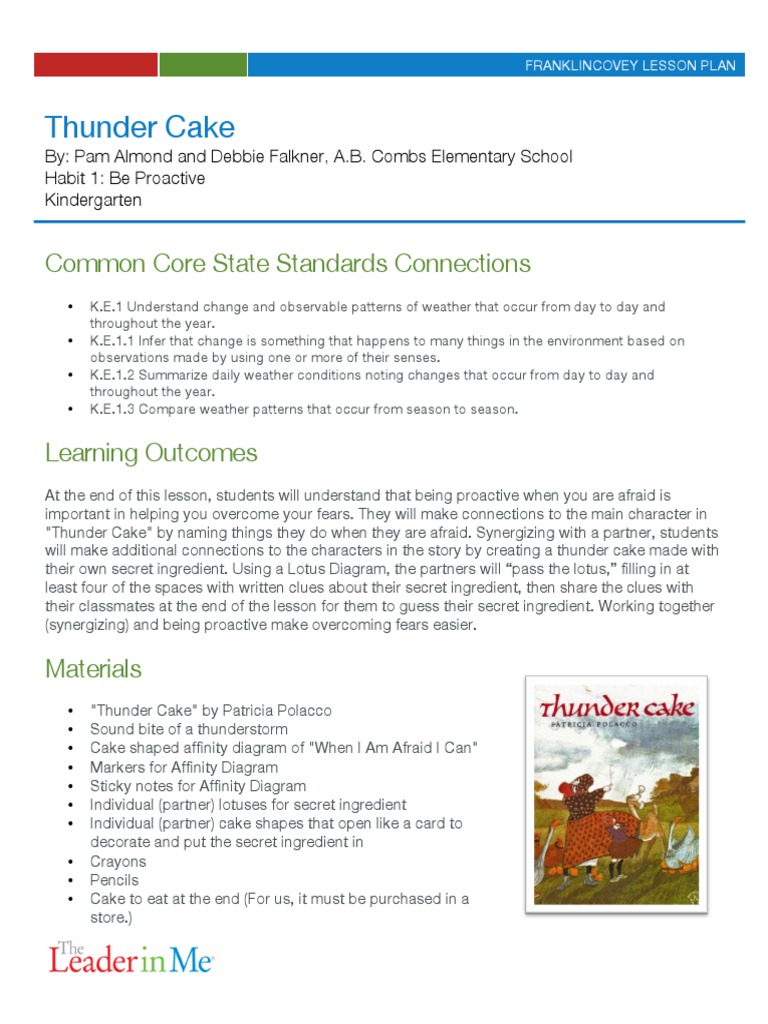 Thunder Cake | PDF | Lesson Plan | Emotions