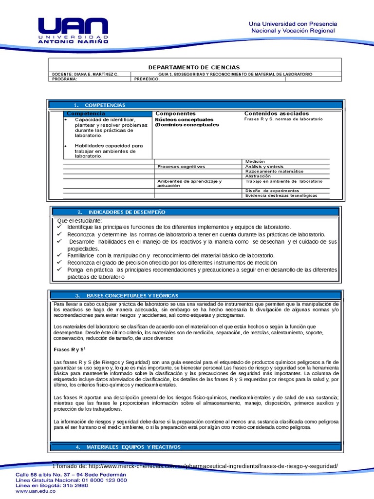 Practica 1. Reconocimiento de Materiales y Bioseguridad | PDF | Laboratorios | Balanza