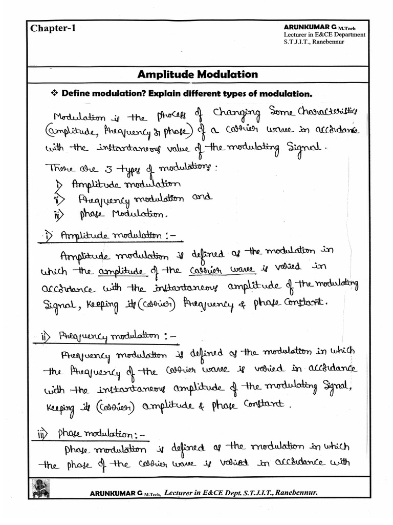 Analog Communication Notes ECE DEPT BMSIT | PDF