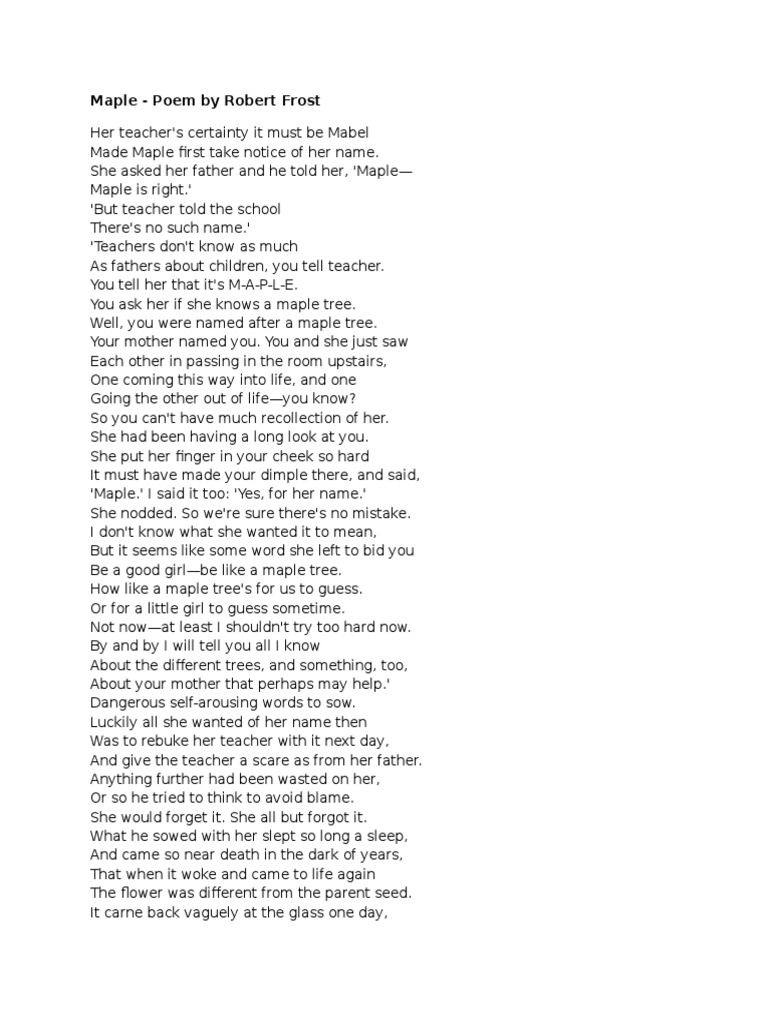 Robert Frost, Maple | PDF