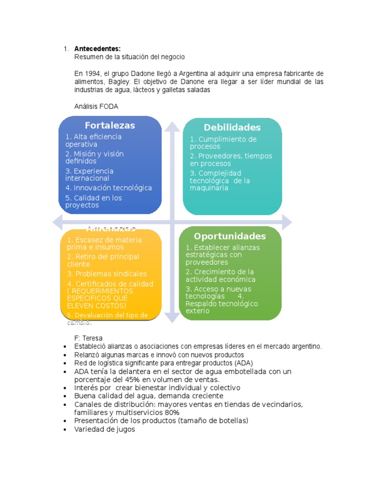 Solución Danone Argentina | PDF | Refresco | Análisis FODA