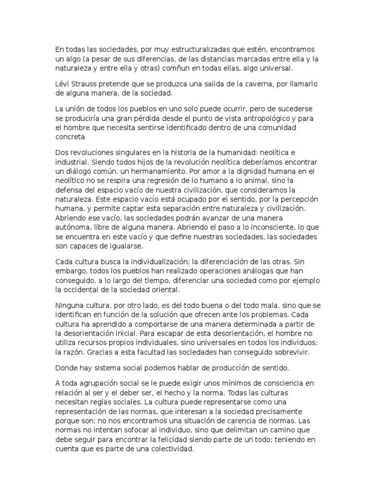 Lévi Strauss - Raza e Historia y Un Vasito de Ron | PDF | Libertad ...