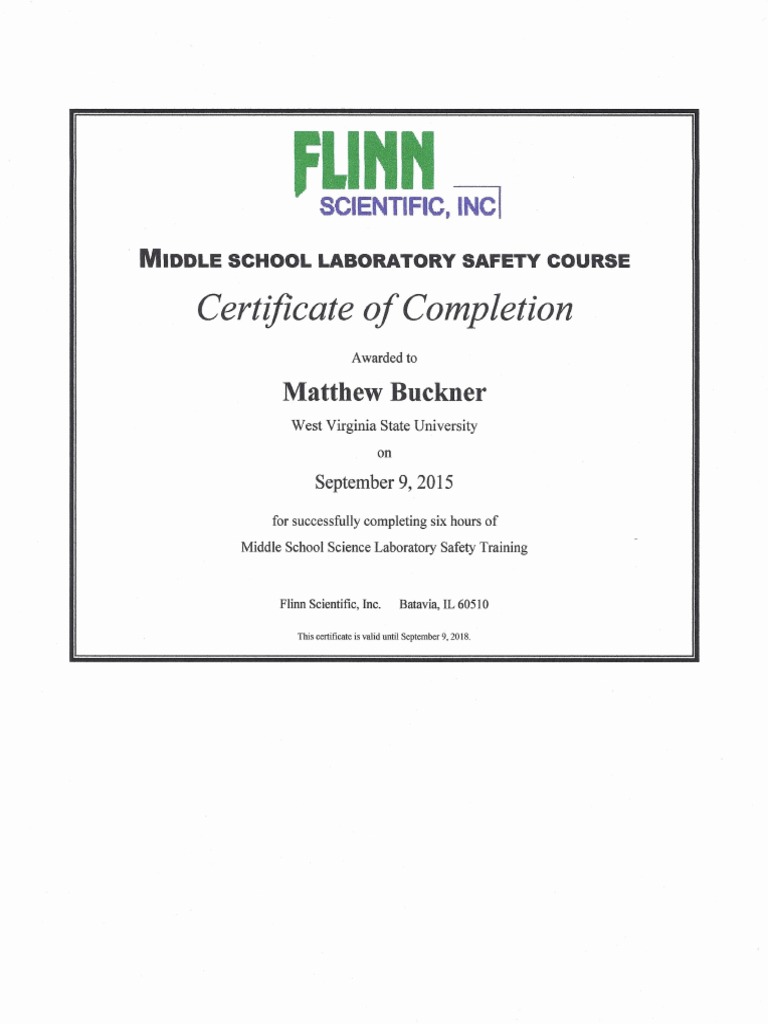 Flinn Safety Certificate | PDF