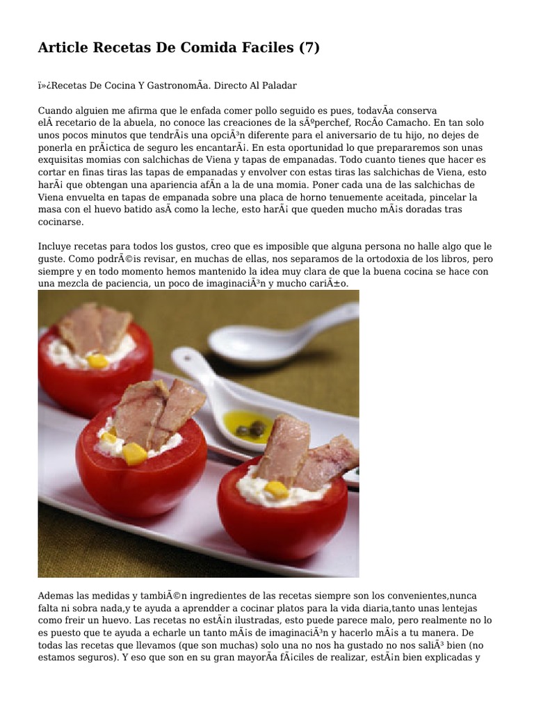 Article Recetas de Comida Faciles | PDF | Receta | Gastronomía