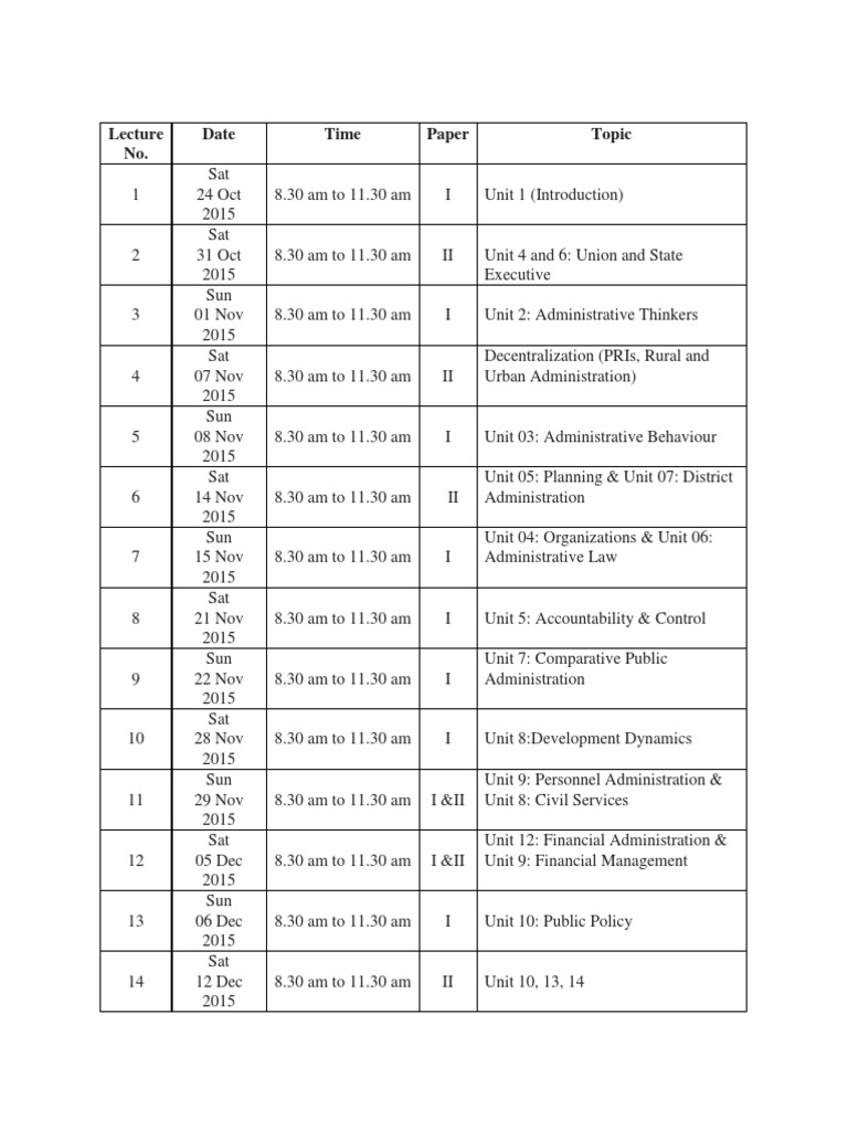 PubAd TimeTable | PDF