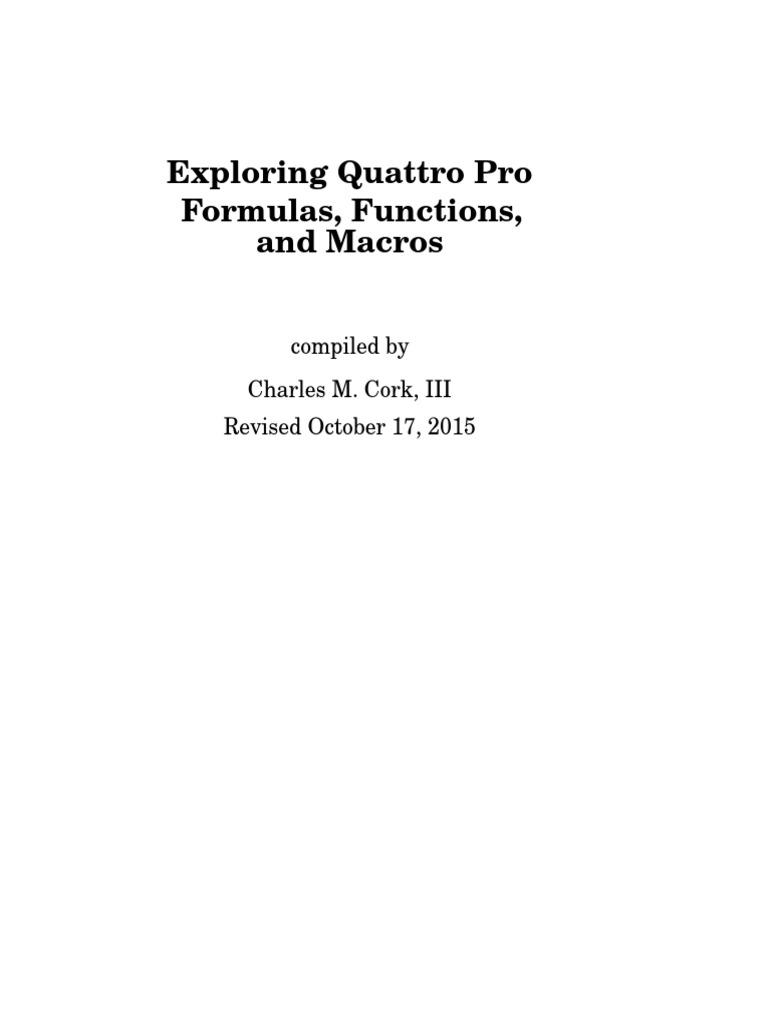 Exploring Quattro Pro Formulas, Functions, and Macros | PDF | Database ...