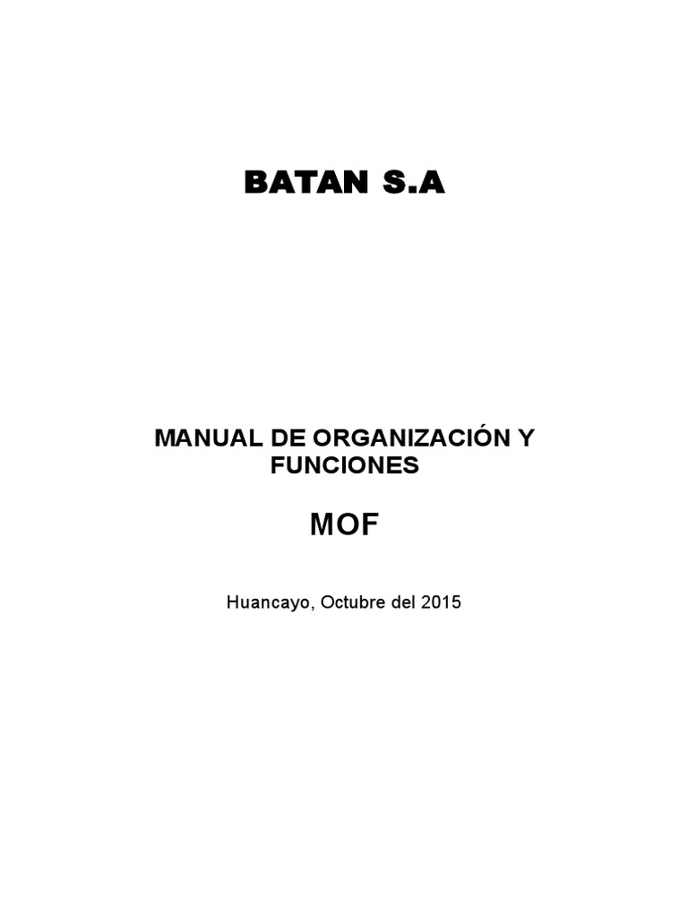 Manual de Organización y Funciones MOF | PDF | Presupuesto | Marketing