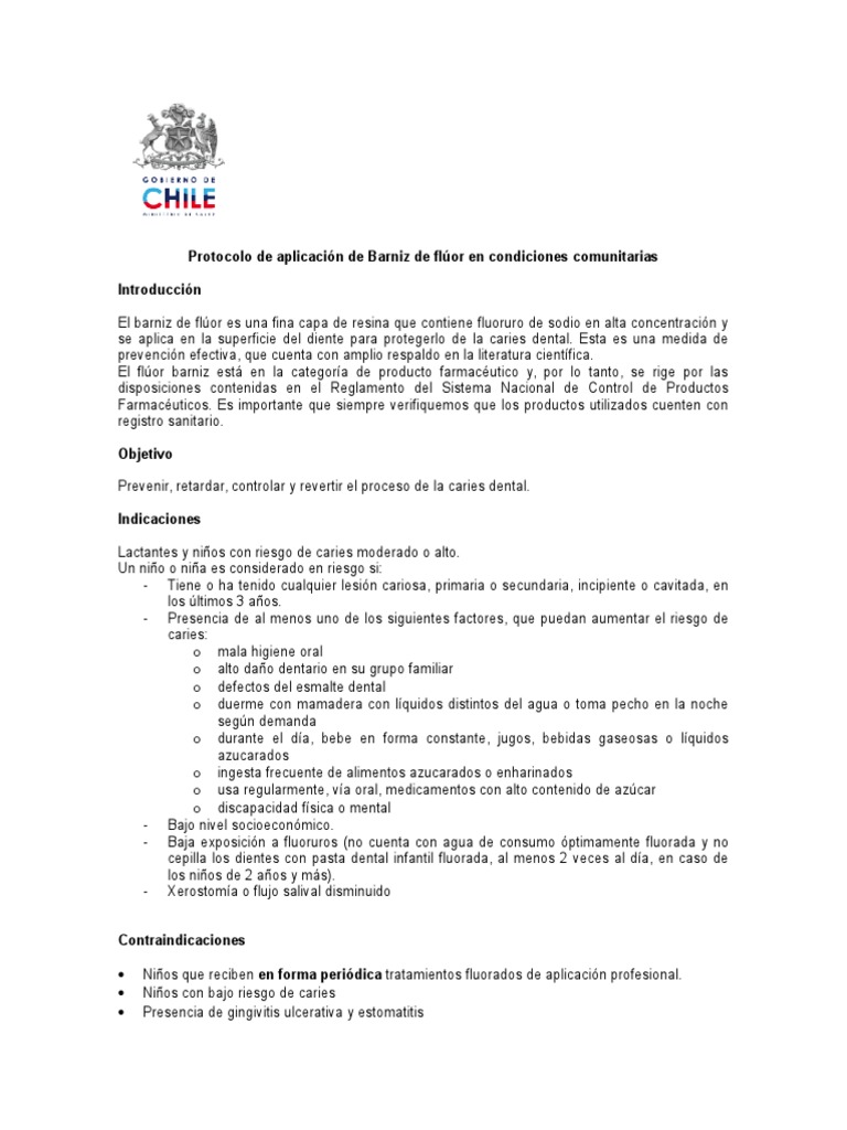 Protocolo de Aplicacion de Barniz de Fluor | PDF | Diente humano | Flúor