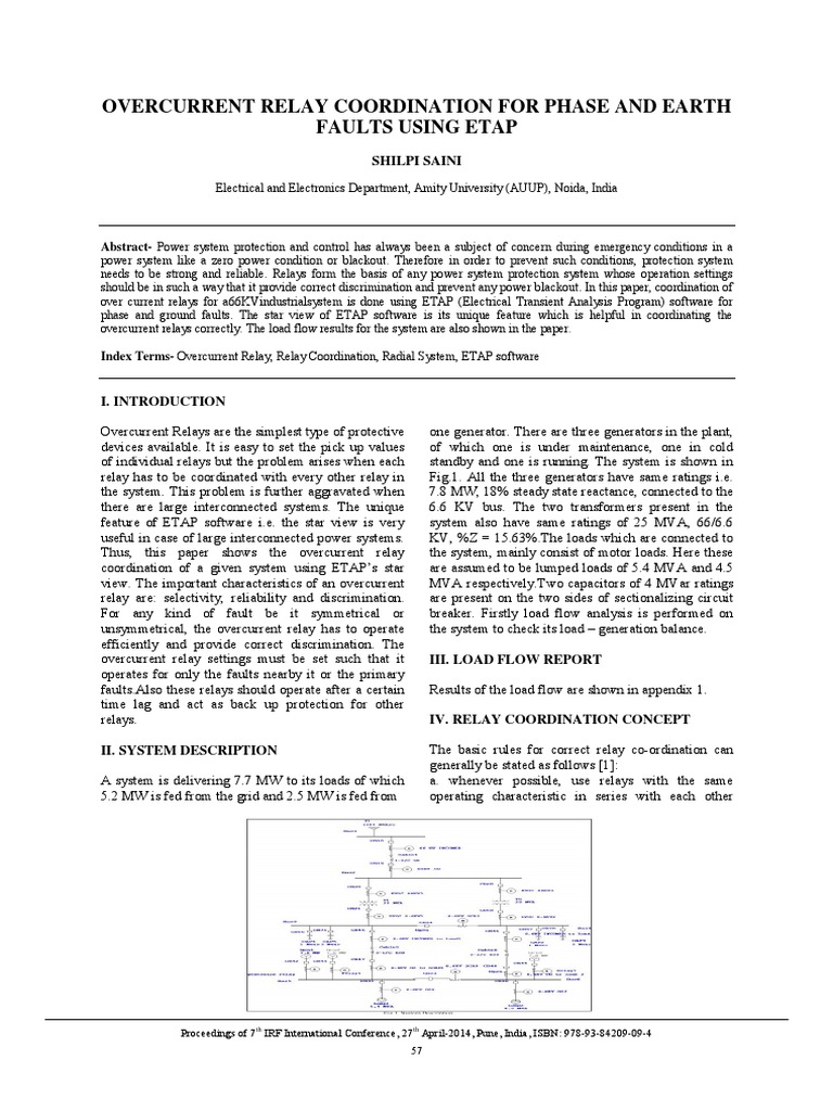 Overcurrent Relay Coordination For Phase and Earth Foults Using Etap | PDF