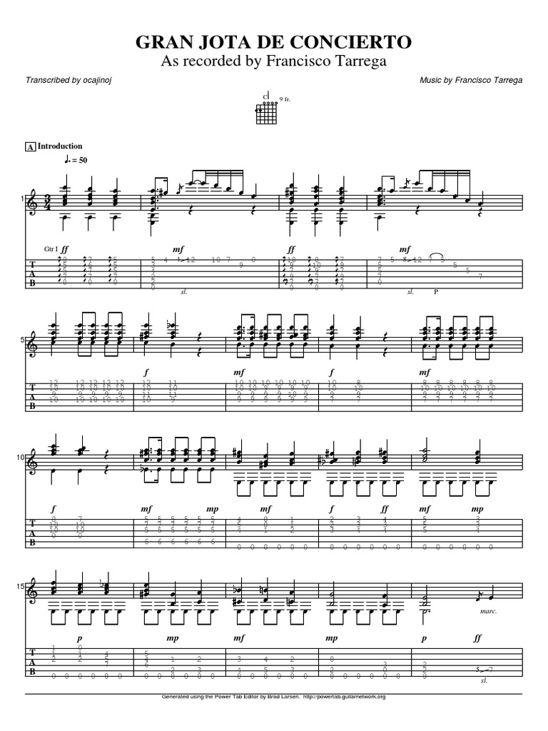 Gran Jota de Concierto - Tarrega | PDF