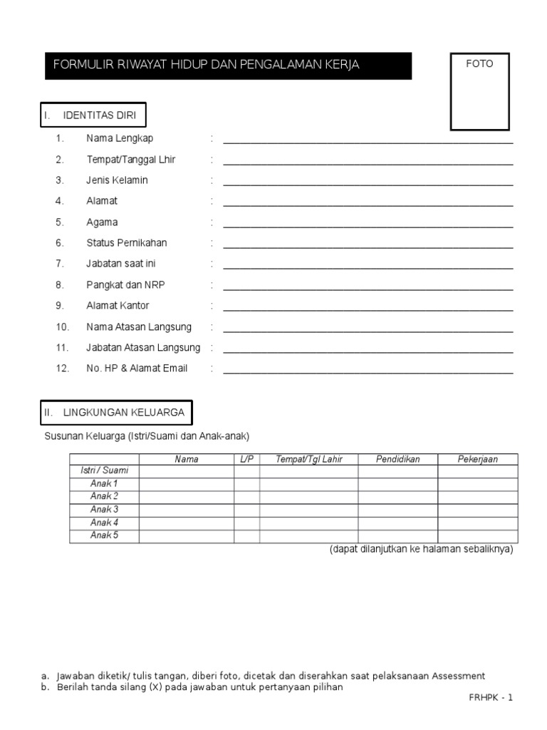 Formulir RH Assessment | PDF