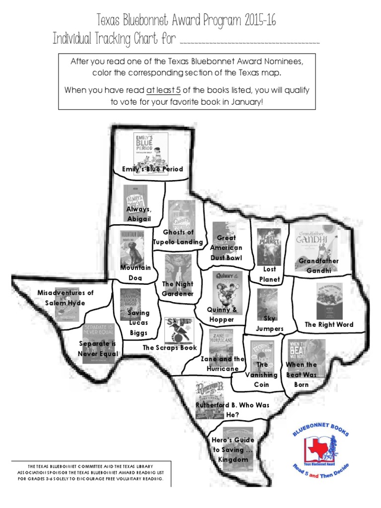 Texas Bluebonnet Award Tracking Chart | PDF | Travel | General Fiction