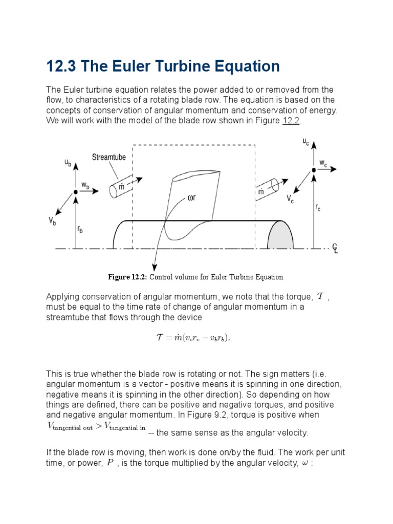 Euler Turbine (Energy) Equation | PDF | Science & Mathematics | Technology & Engineering