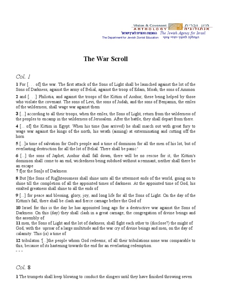 War Scroll | PDF | Jewish Texts | Religious Texts