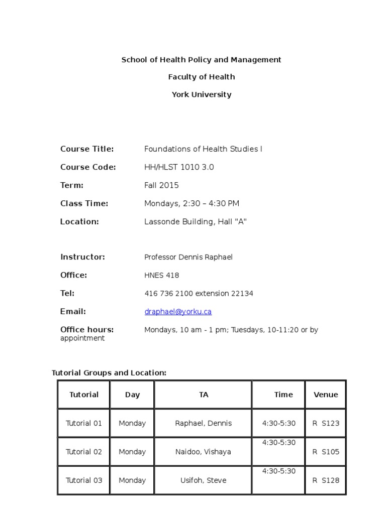 Course Outline HLST 1010 F15 Accessible 2 | PDF | Turnitin | Lecture