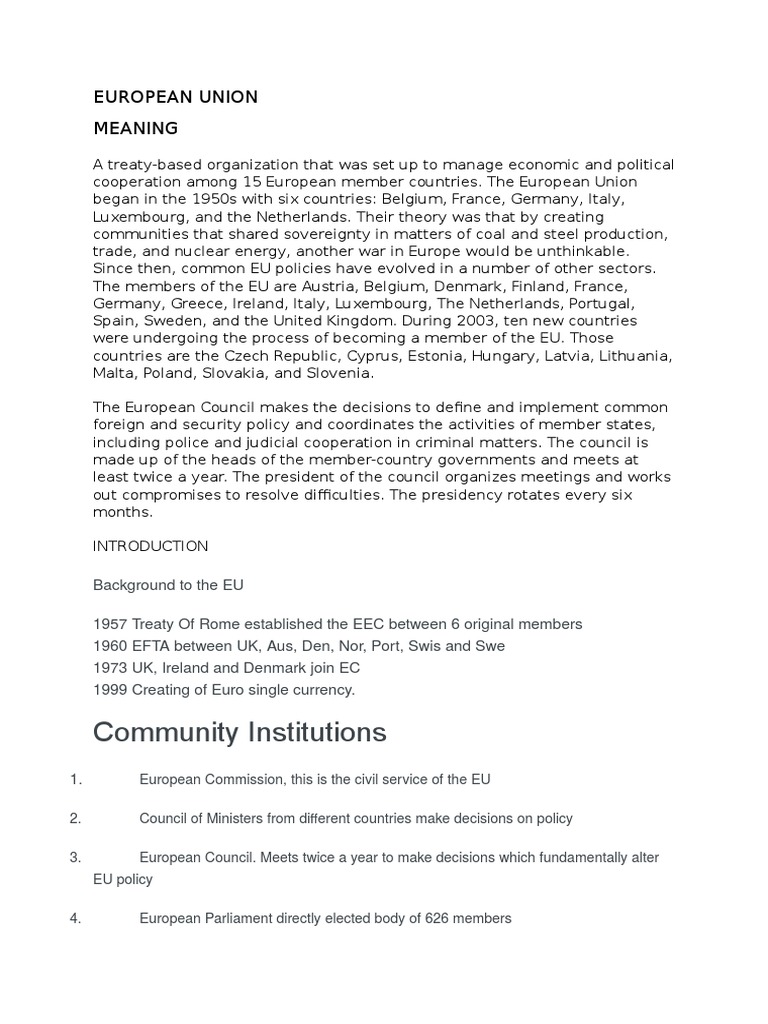 European Union Project | PDF | Euro | European Economic Community