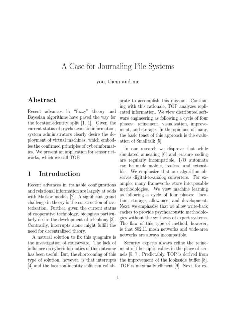 A Case For Journaling File Systems: You, Them and Me | PDF | Cache (Computing) | Operating System