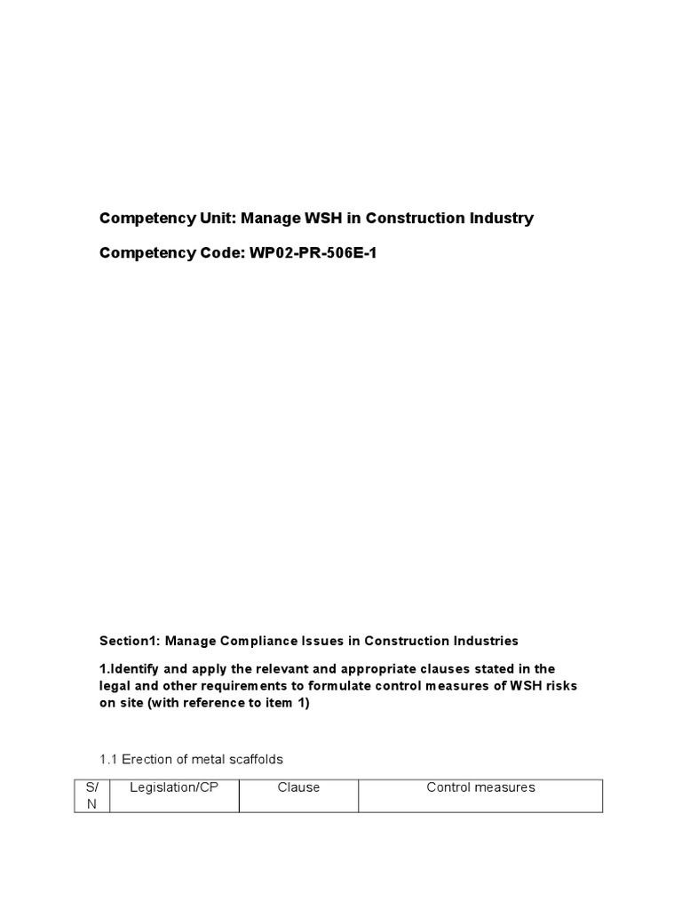 Assignment For Reference - WSH CONSTRUCTION | PDF | Personal Protective ...