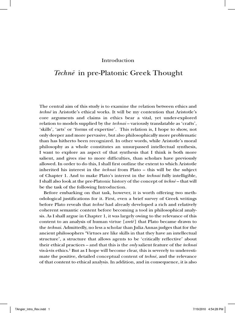 Techne in Aristotles Ethics Crafting The | PDF | Plato | Aristotle