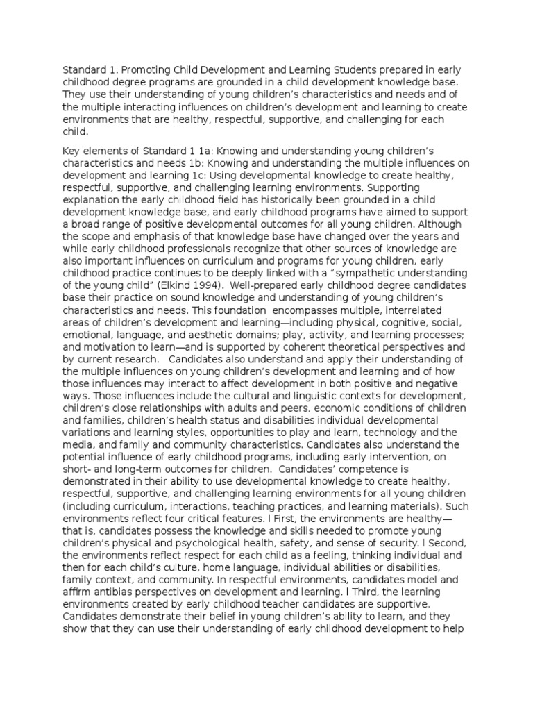 Naeyc Standard 1 | PDF | Early Childhood Education | Curriculum