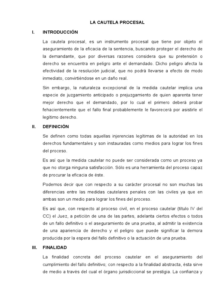 La Cautela Procesal | PDF | Ley procesal | Mandato