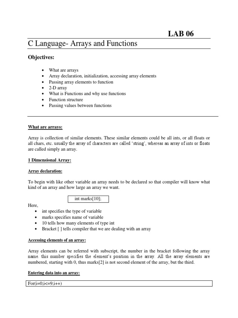 An In-Depth Guide to Arrays and Functions in C Language | PDF | Matrix ... An In-Depth Guide to Arrays and Functions in C Language | PDF | Matrix ...