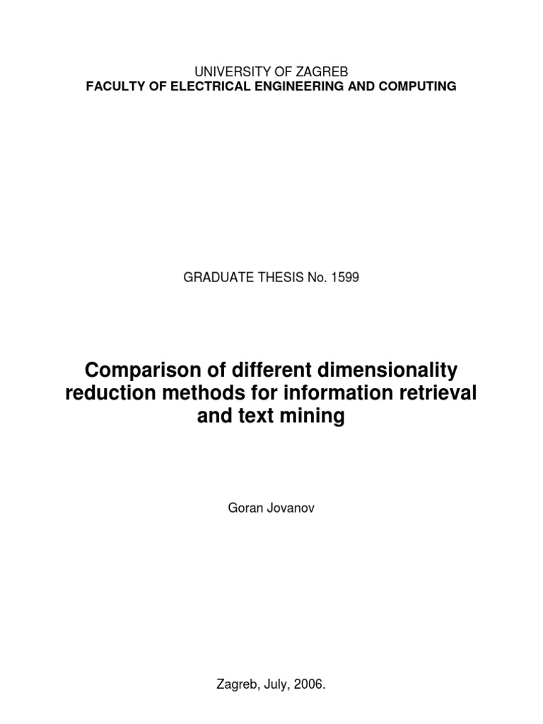 Comparison of Different Dimensionality Reduction Methods For ... Comparison of Different Dimensionality Reduction Methods For ...