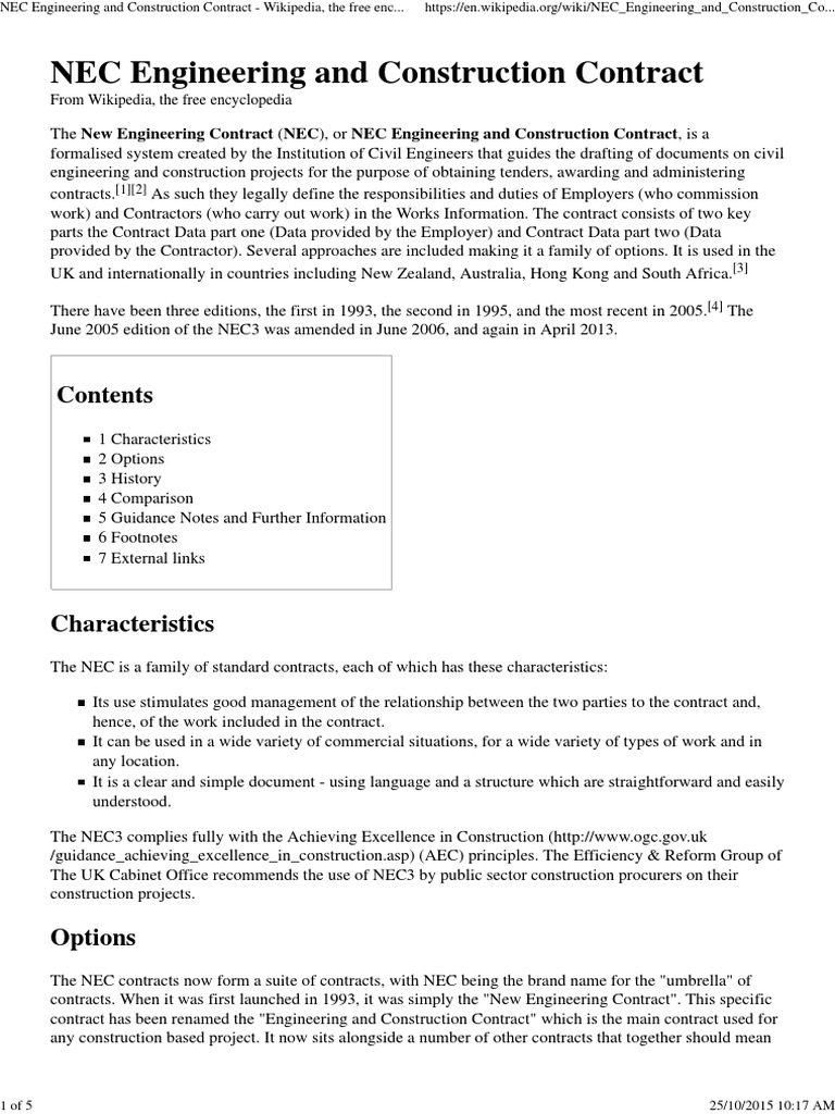 NEC Engineering and Construction Contract | Technology & Engineering ...