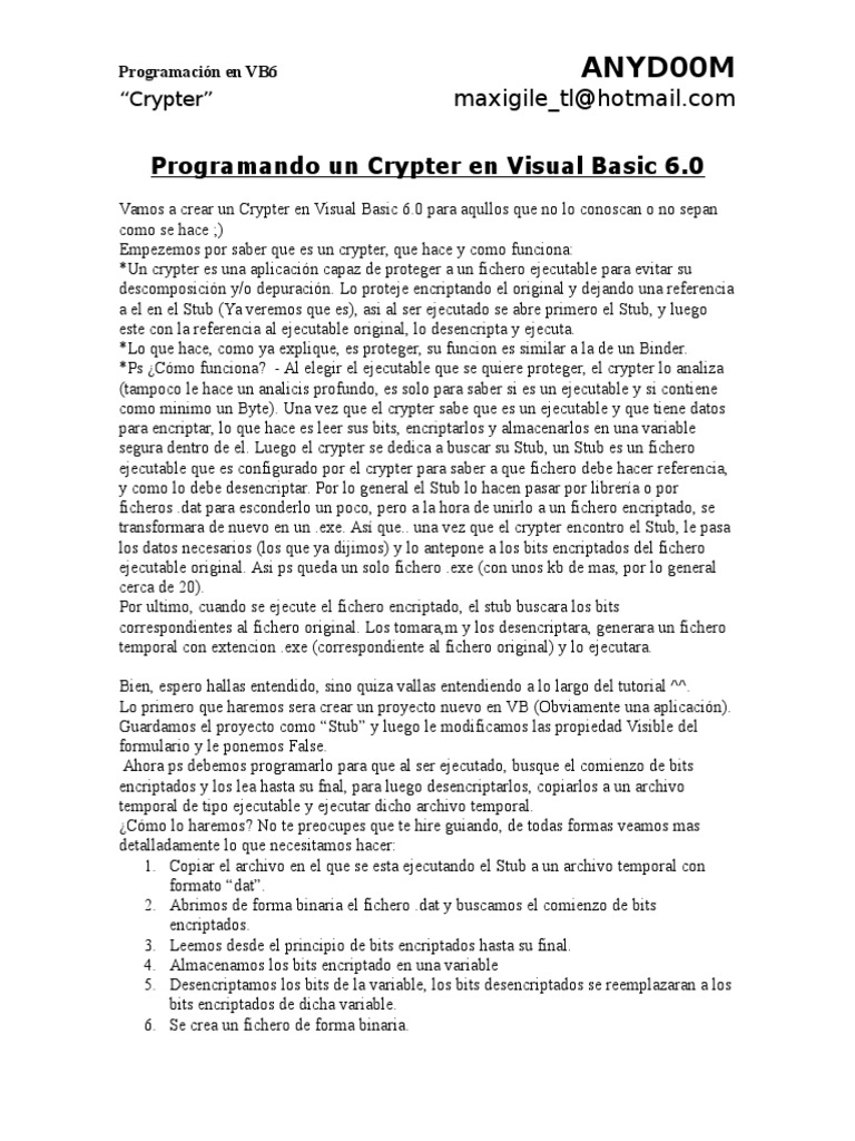 Programando Un Crypter en Visual Basic 6 | Descargar gratis PDF | Poco ...