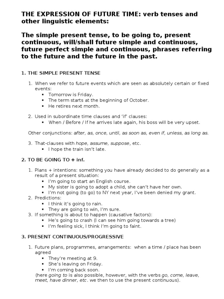 Future Tenses and Their Usage | PDF | Grammatical Tense | Grammar