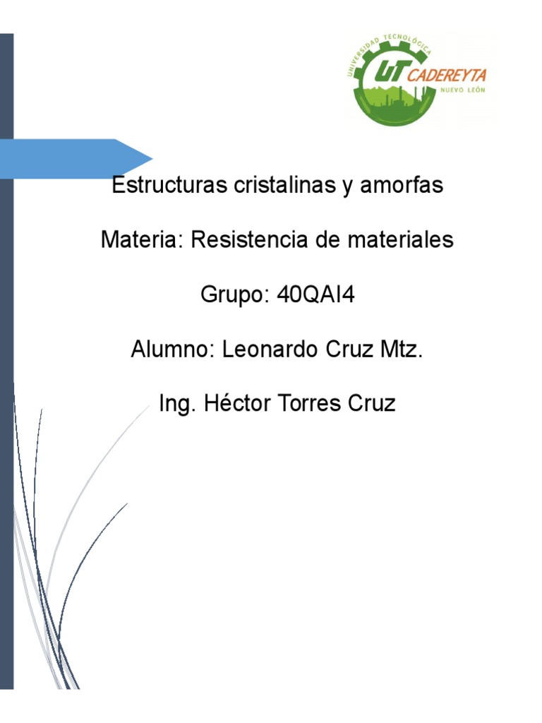 Estructuras Cristalinas y Amorfas | PDF | Estructura cristalina | Cristal