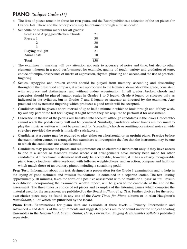 Piano Exam Syllabus Grades 1-3 | PDF | Harmony | Scale (Music)
