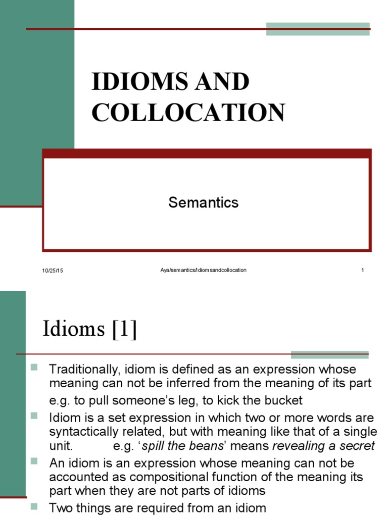 Idioms and Collocation | PDF | Idiom | Interpretation (Philosophy)