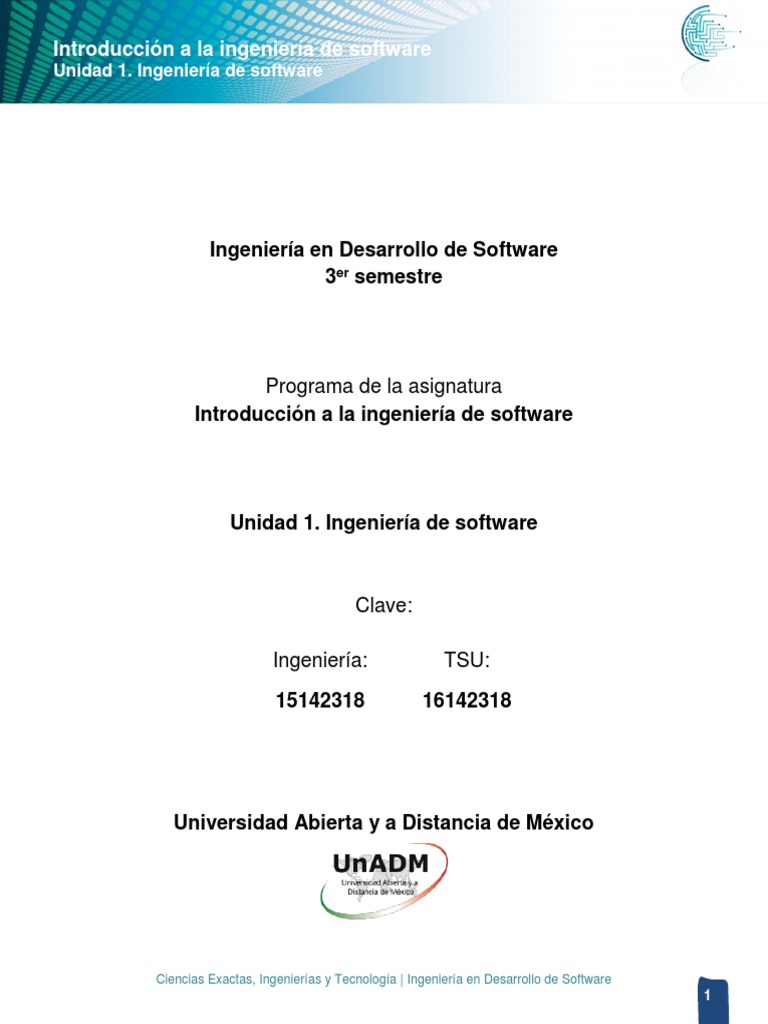Unidad 1 Ingenieria De Software Pdf Ingeniería De Software Software