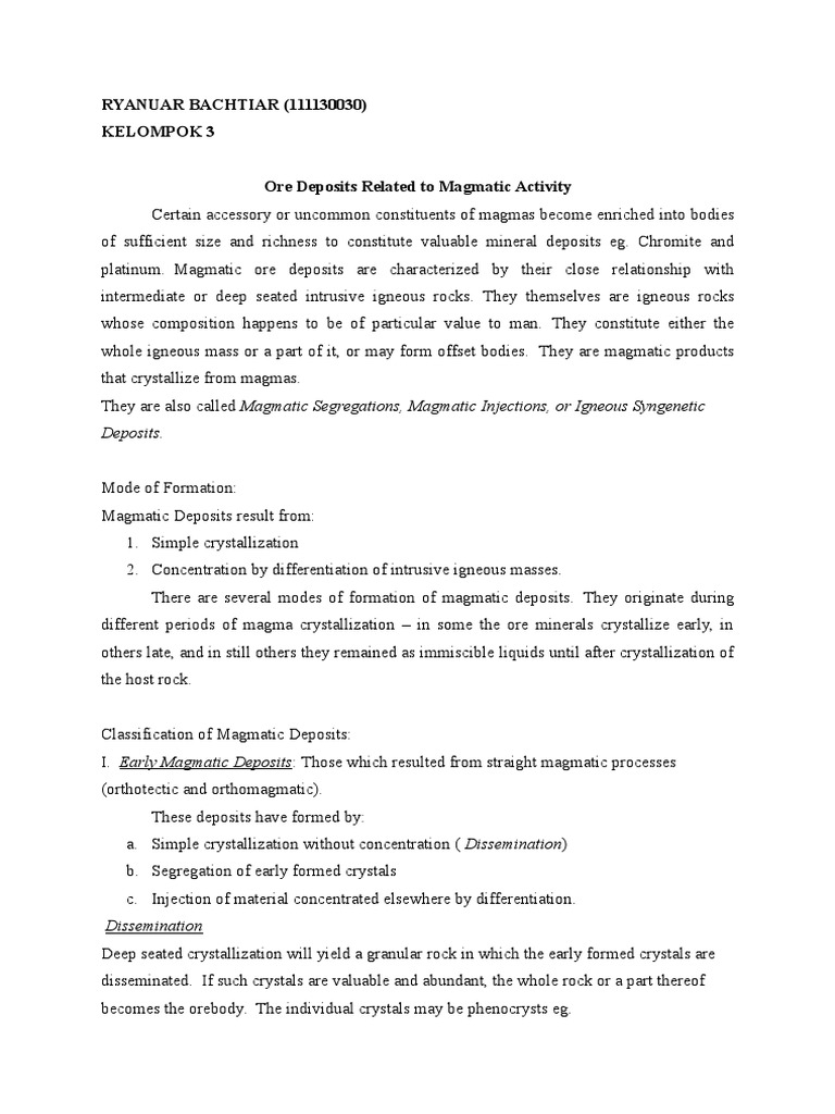 Endapan Magmatik | PDF | Igneous Rock | Rock (Geology)