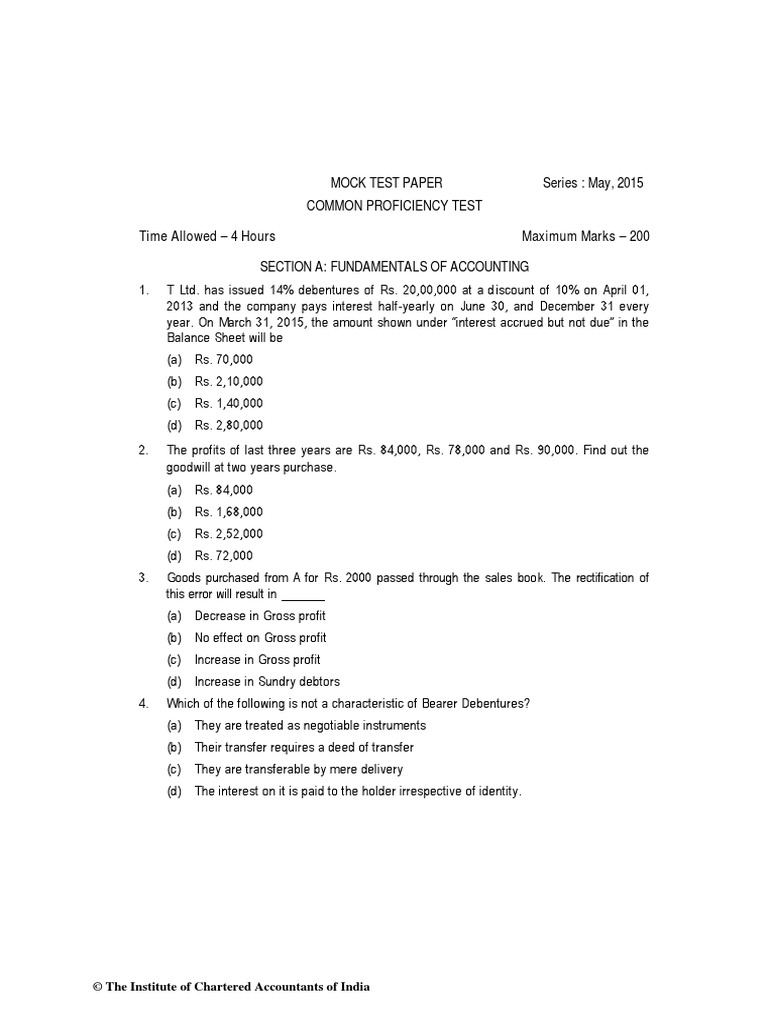 CPT Mock Question Paper | PDF | Monopoly | Perfect Competition