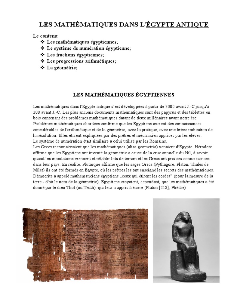 Mathématiques de l'Égypte antique | PDF | Égypte antique | Enseignement ...