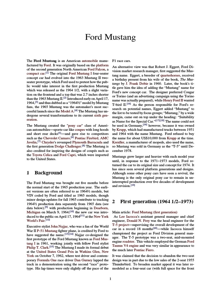 Ford Mustang | PDF | Automobiles | Vehicles