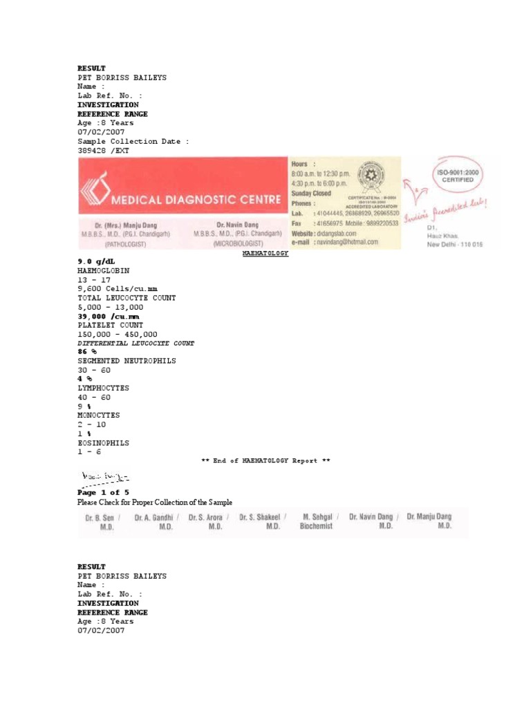 Blood Test Report | PDF