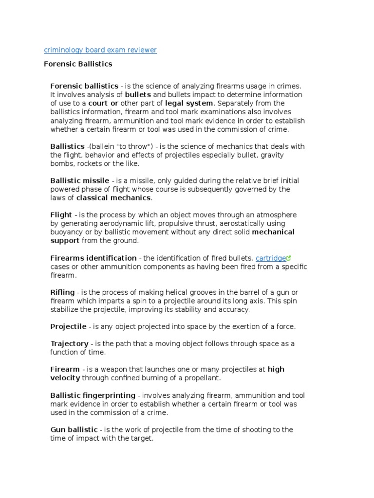 Forensic Ballistics Overview | PDF | Cartridge (Firearms) | Bullet