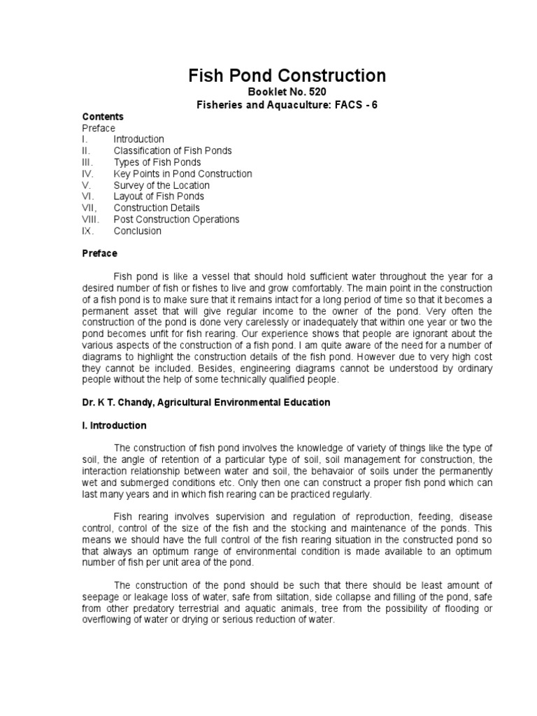 Fish Pond Construction-520 | PDF | Spawn (Biology) | Pond