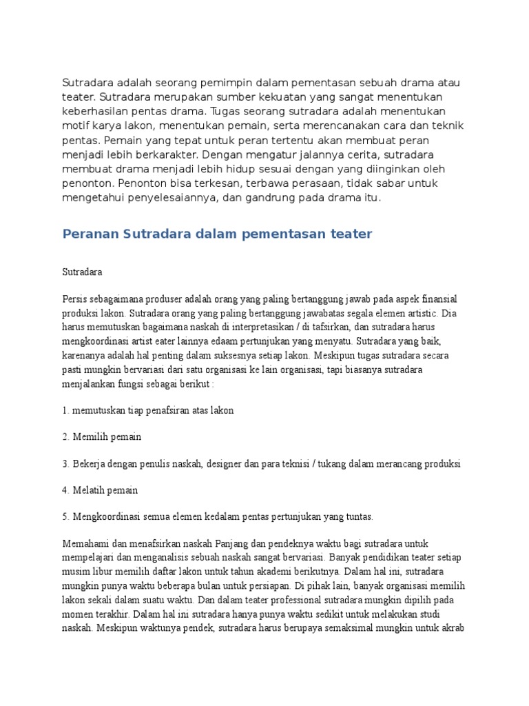 Peran Sutradara dalam Teater | PDF | Seni