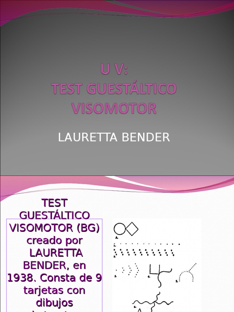 Test de Bender para Adultos: Evaluación Visomotora | PDF | Sicología ...