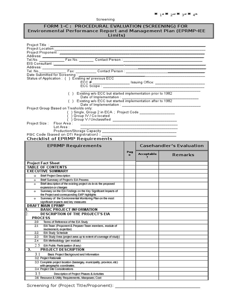 Screening Form For EPRMP | PDF | Environmental Impact Assessment | Business
