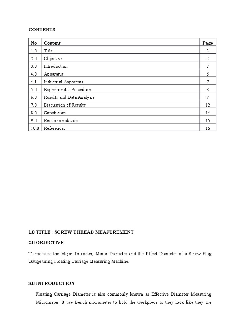 Profile Measurement Full Report | PDF | Screw | Experiment