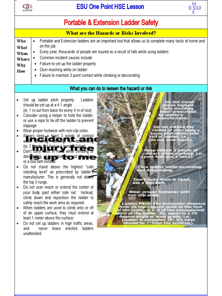 Ladder Safety: Essential HSE Guidelines | PDF