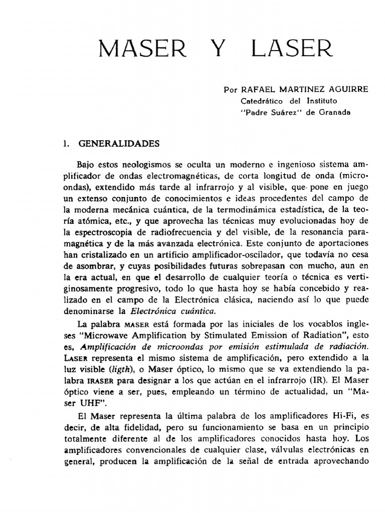 Maser y Laser | PDF | Radiación electromagnética | Fotón