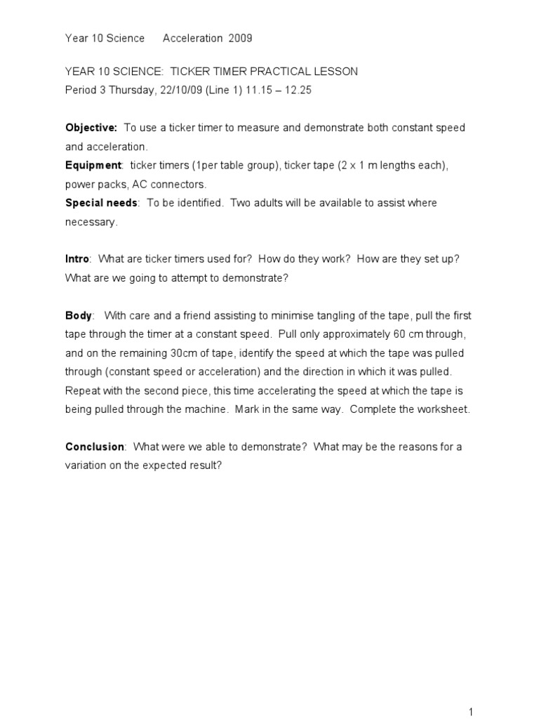 Grade 10 Ticker Timer Experiment Guide | PDF | Nature